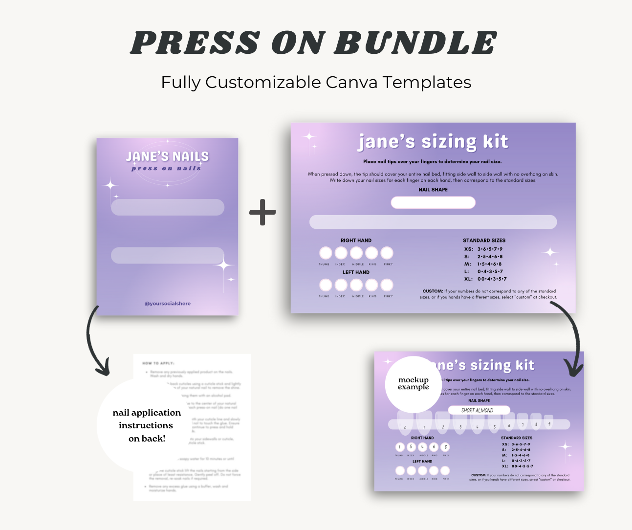 Nail Display & Sizing Card Template – mini ami